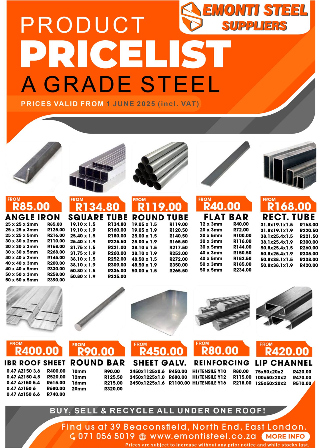 Price List - Emonti Steel Suppliers (Pty) Ltd
